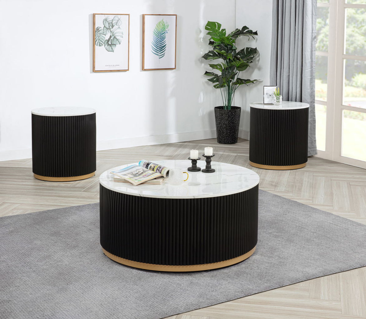 Kara Black/White 3 Pieces Cocktail Set – LC Furniture